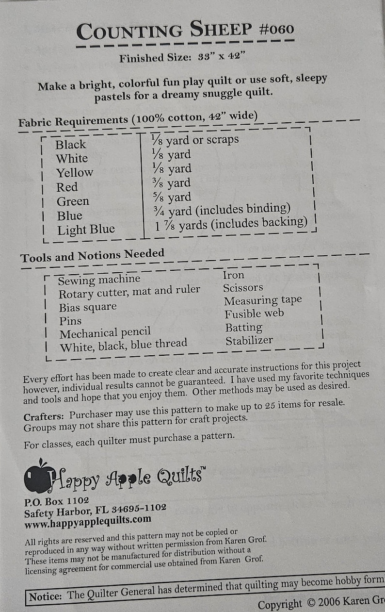 Pattern - Counting Sheep Quilt Pattern, Physical Pattern - Etsy