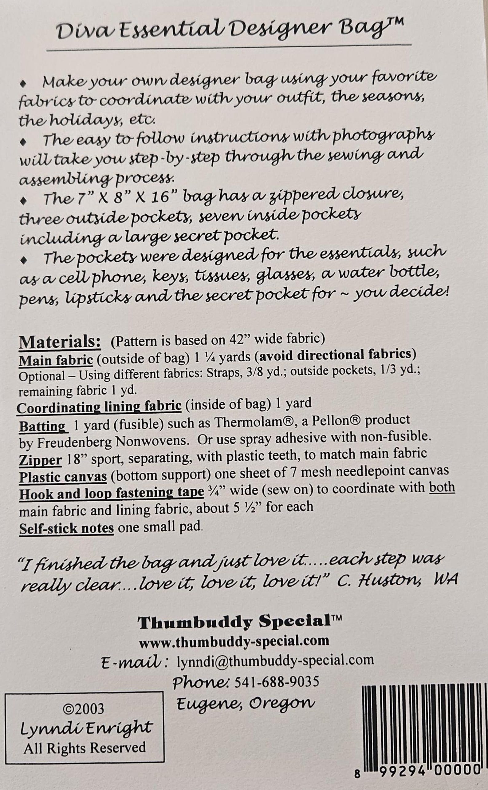 Pattern Diva Essential Designer Bag Pattern, Physical Pattern - Etsy