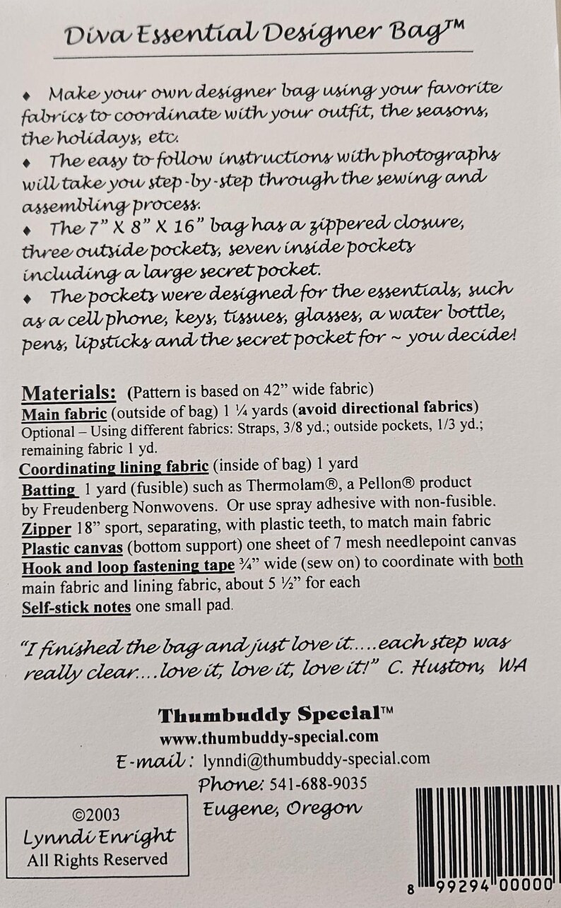 Pattern Diva Essential Designer Bag Pattern, Physical Pattern - Etsy