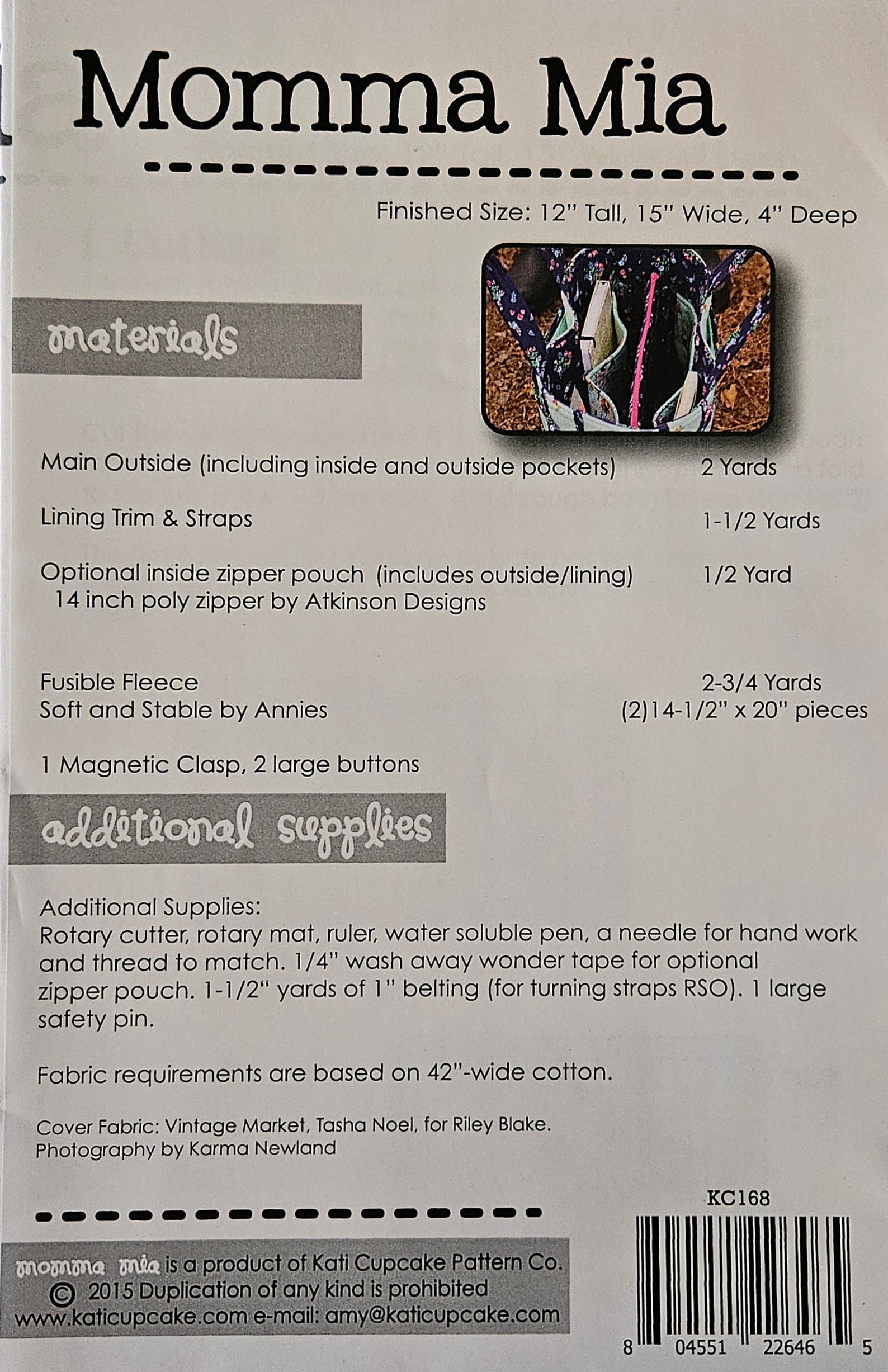 Pattern Momma Mia Bag Pattern, Physical Pattern - Etsy