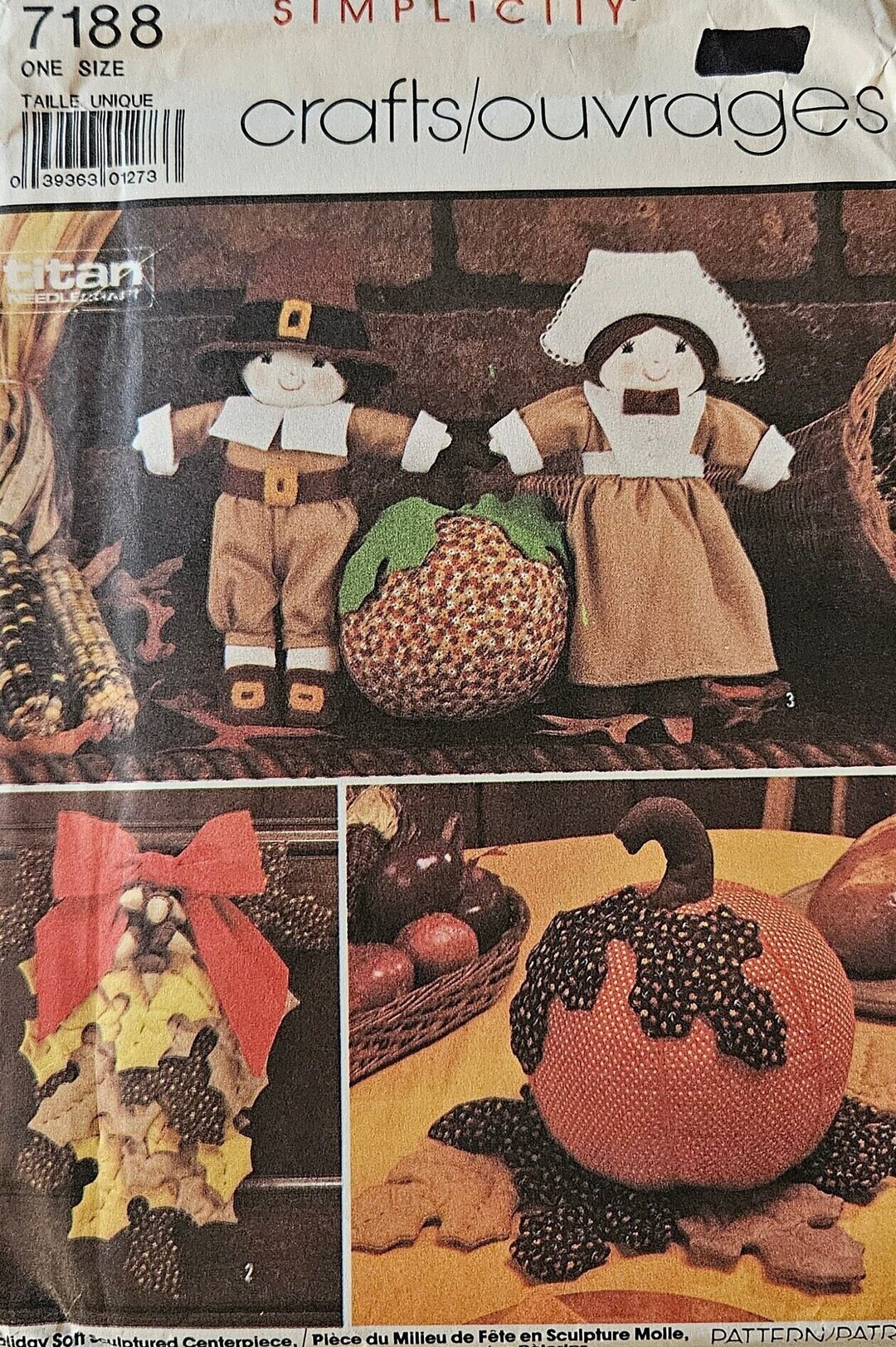 Pattern Pilgrim Dolls & Pumpkins/centerpiece/wall Hanging Pattern ...