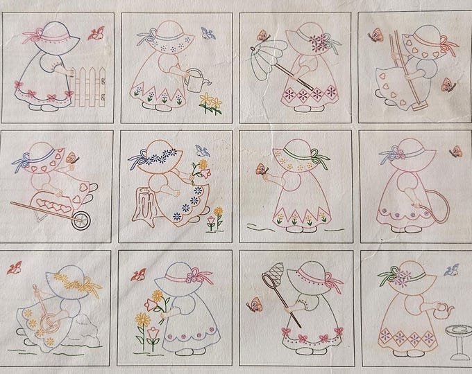 Pre Stamped - Girls, 9" Nursery Quilt Squares, 12 - 9" X 9" Pre Stamped ...