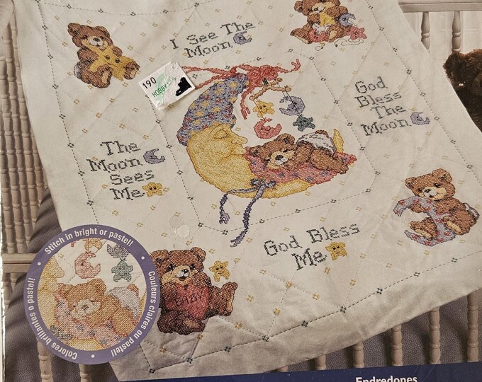 Pre Stamped - I See the Moon Baby Quilt, 1 - 34" X 42" Pre Stamped Baby ...