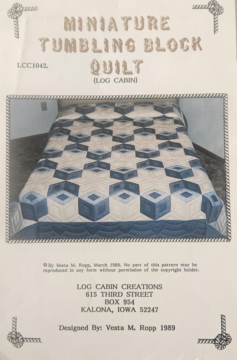 Pattern - Miniature Tumbling Block Quilt Pattern, Physical Pattern - Etsy