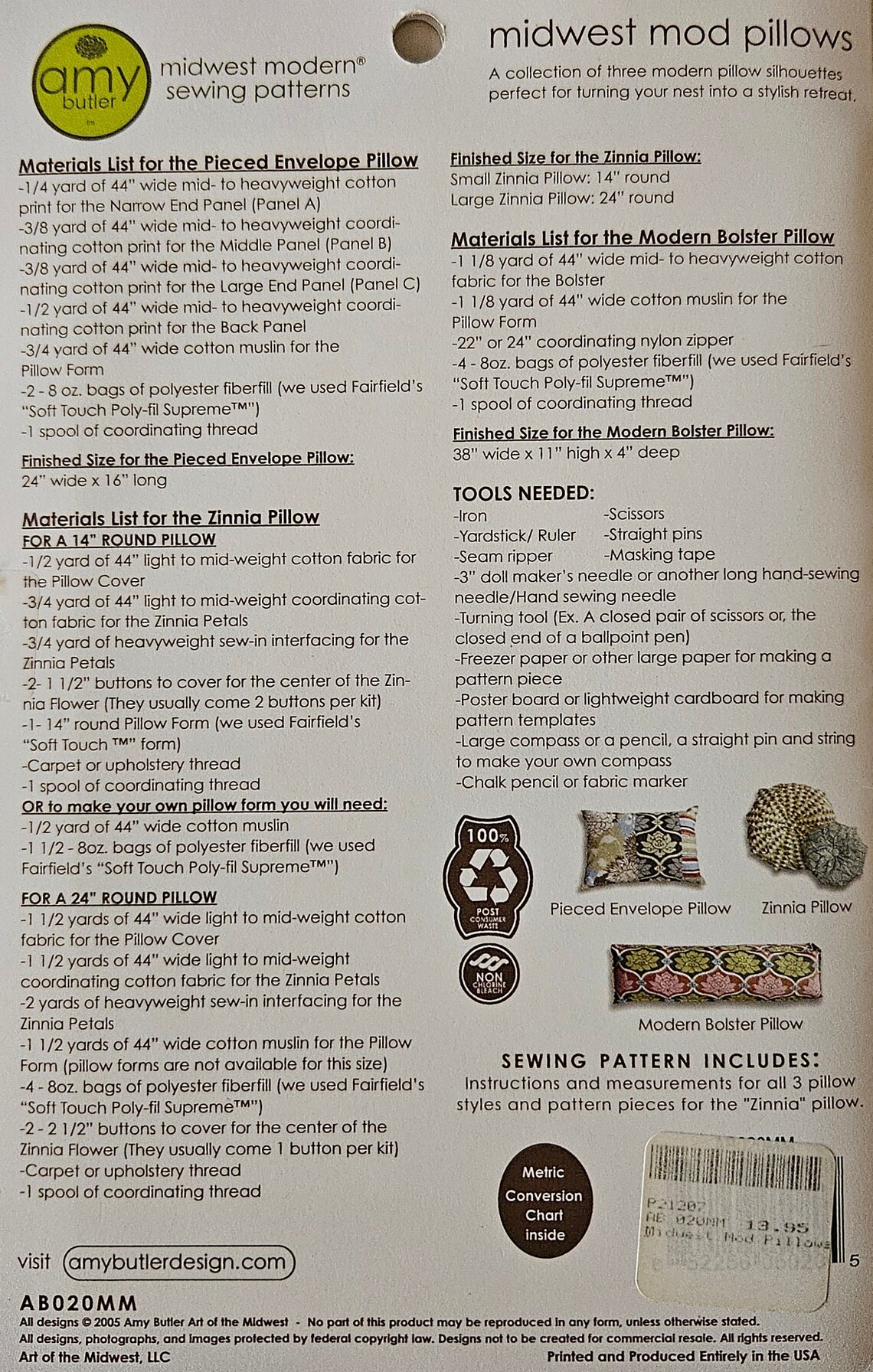 Pattern - Midwest Mod Pillows Pattern, Physical Pattern - Etsy