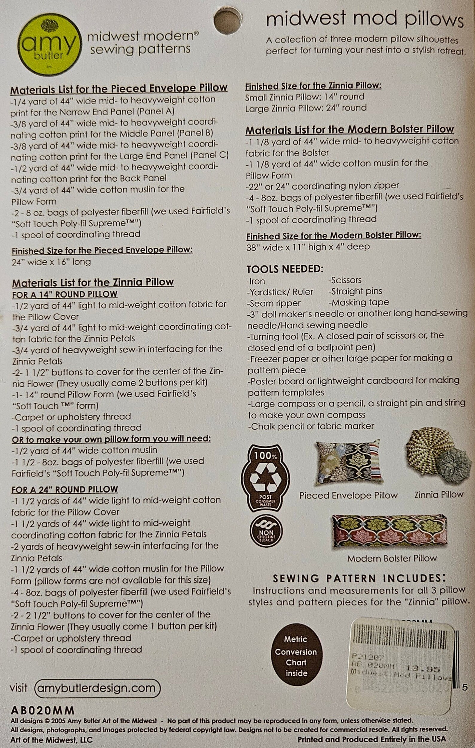 Pattern - Midwest Mod Pillows Pattern, Physical Pattern - Etsy