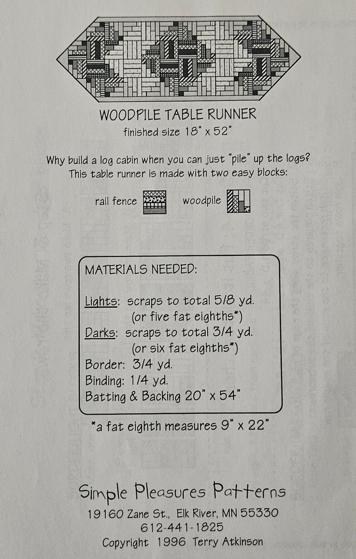 Pattern - Woodpile Table Runner Pattern, Physical Pattern - Etsy