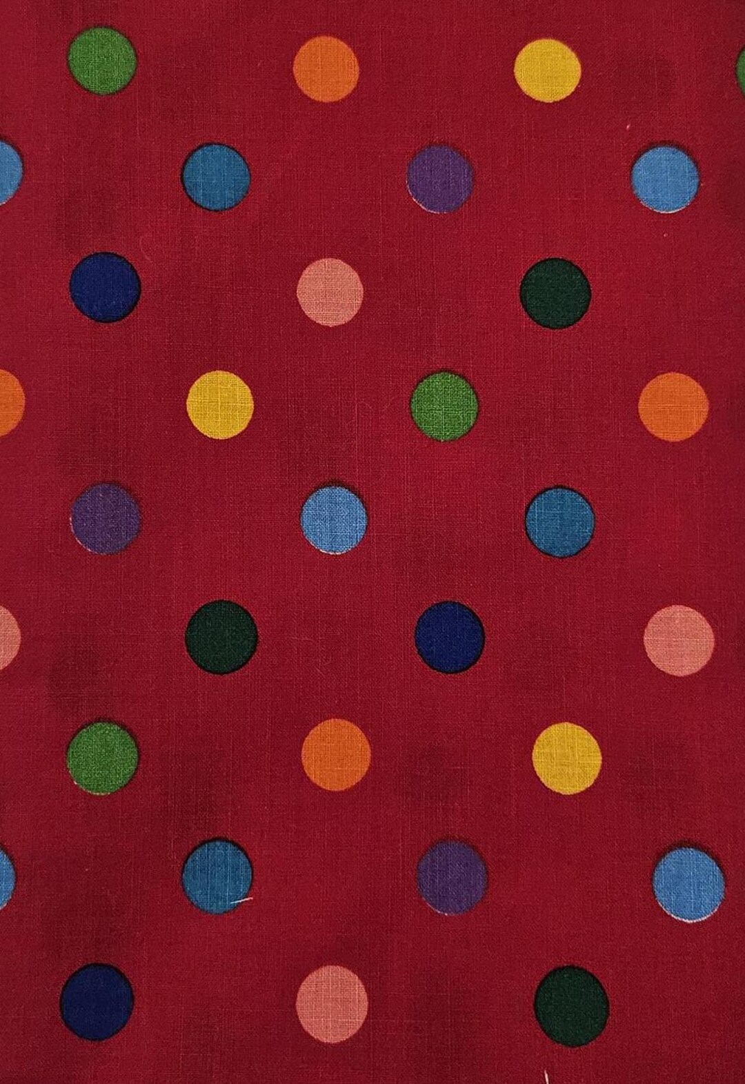 Fabric Red With Multi Colored Dots Cotton 36 X 42, Cotton Fabric - Etsy
