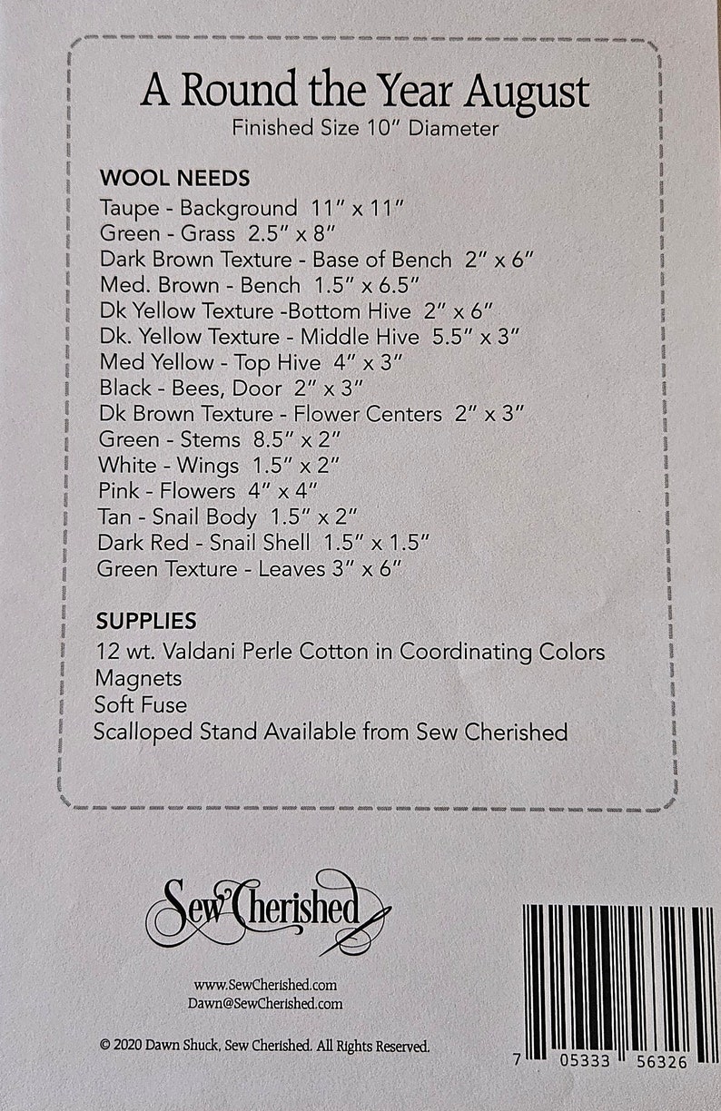 Pattern - A Round the Year August 10" Round Pattern, Physical Pattern ...