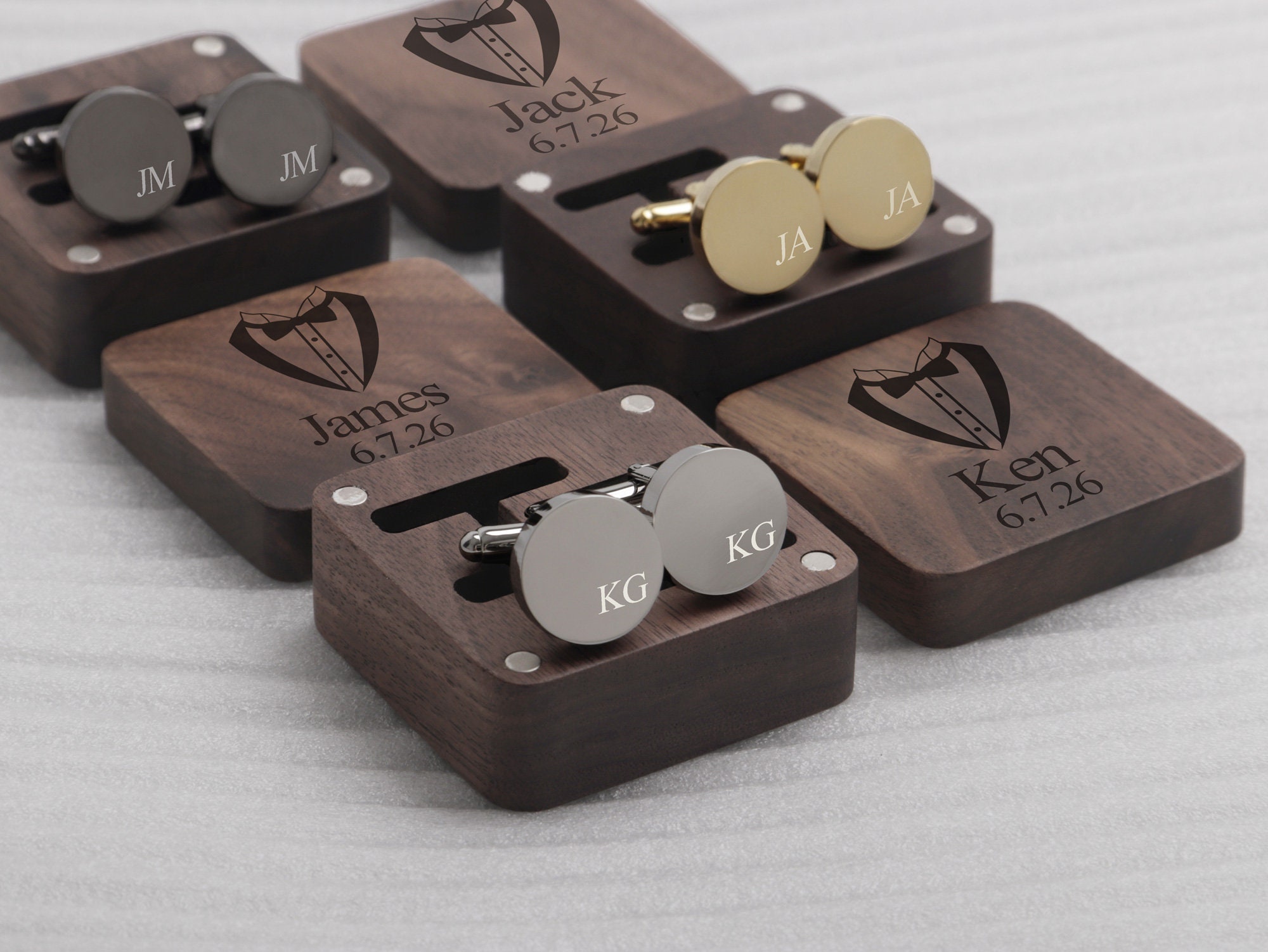 Groomsmen Cufflinks, Groomsmen Gifts, Engraved Tie Clip and Cuff Links ...