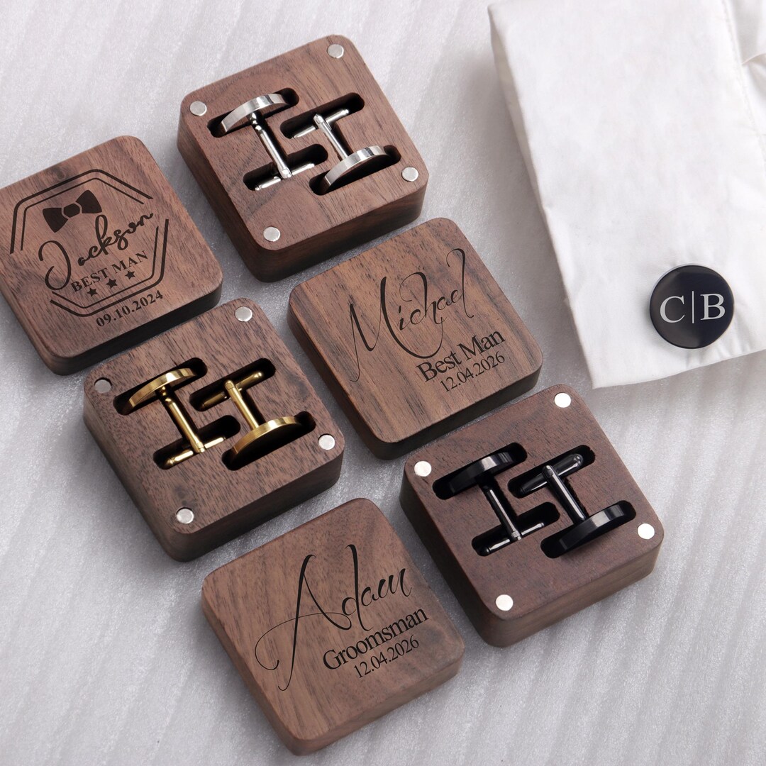 Personalized Groomsmen Gift Cufflinks, Engraved Cuff Links Groomsman ...