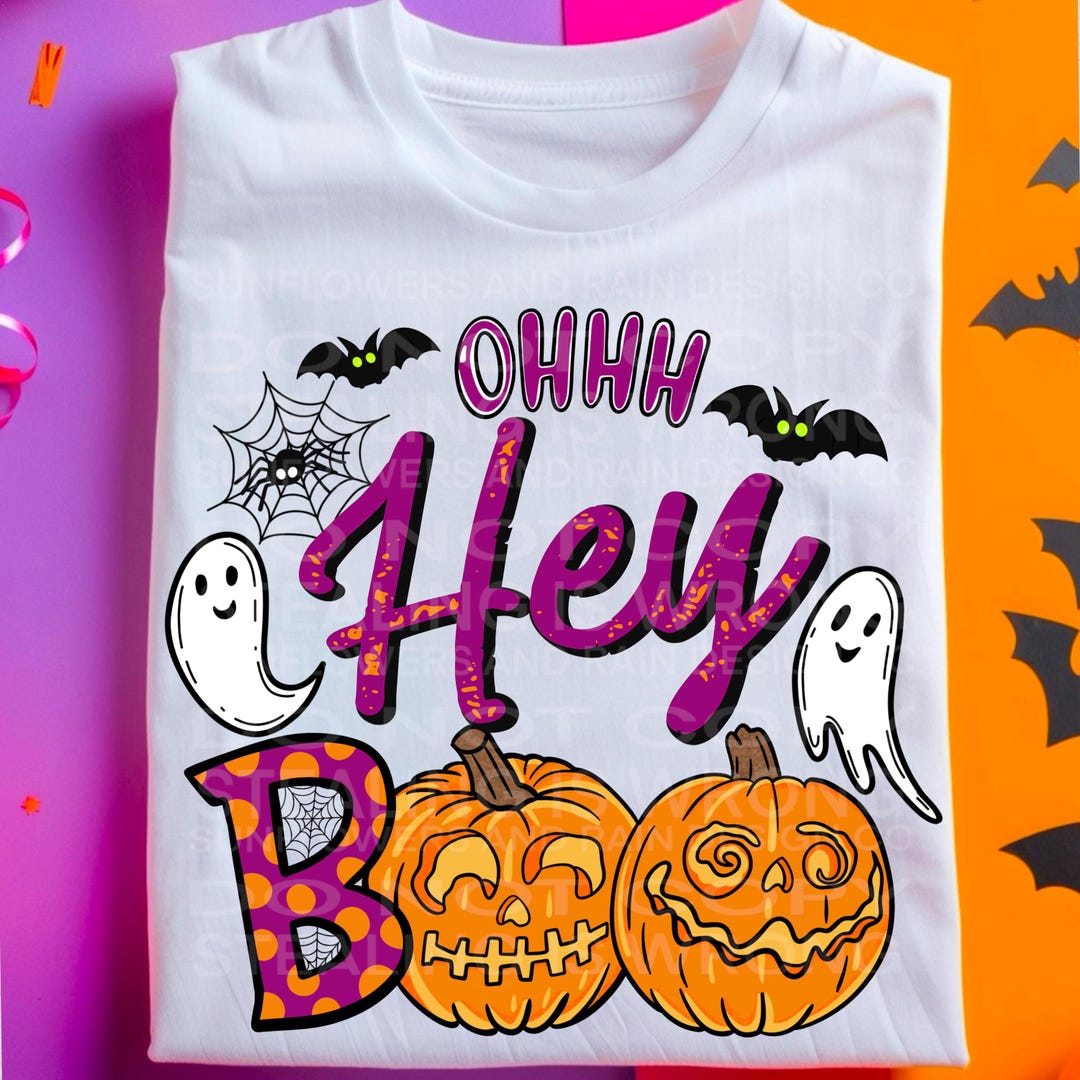 Hey Boo Preppy Halloween Ghost Png, Cute Boo Ghost, Coquette Png ,DTF ...