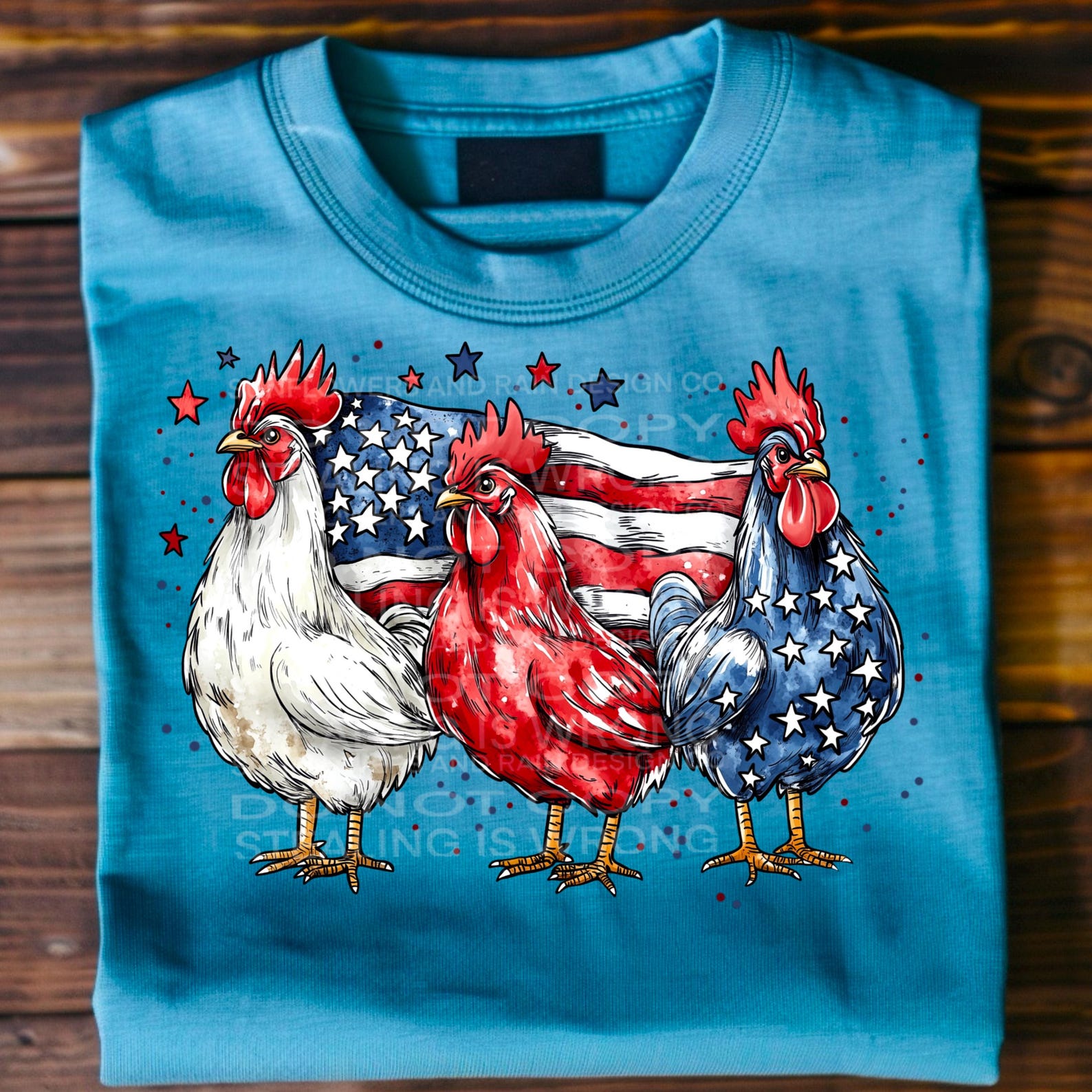 Patriotic Chicken PNG: 4th of July American Flag Design (digital ...