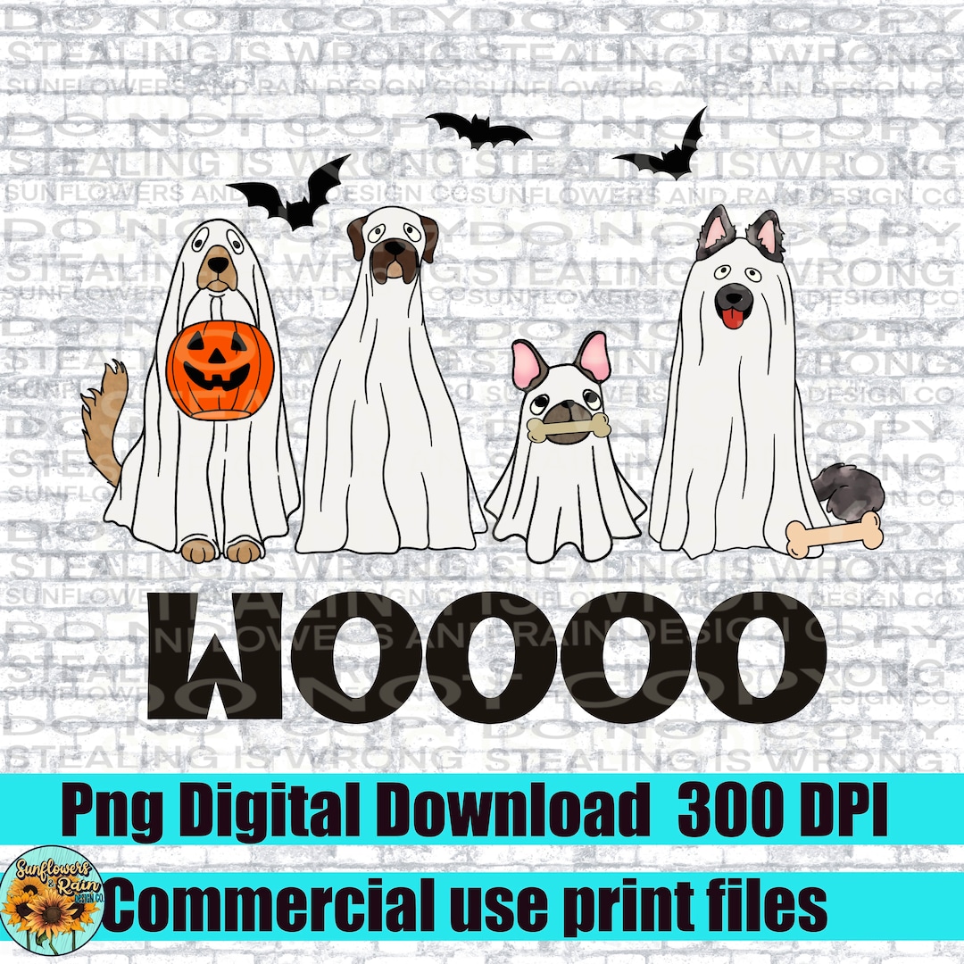 Woooo Ghost Dog Png File for Sublimation Shirts. Spooky Season - Etsy