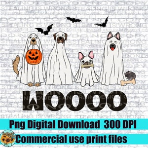 Woooo Ghost Dog Png File for Sublimation Shirts. Spooky Season Png ...