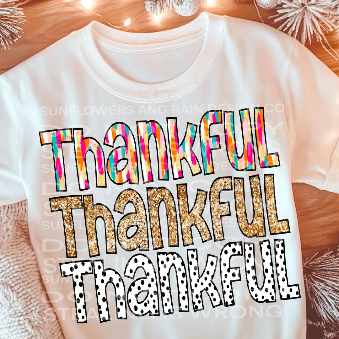 Colorful Thankful PNG: Gold Glitter Fall Design (digital Download) - Etsy