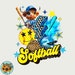 Retro Softball Highland Cow PNG: Smile Face Sublimation Design (digital ...
