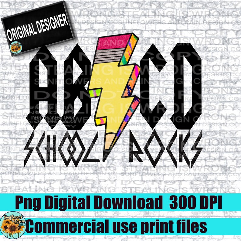 ABCD School Rocks Png File for Sublimation T-shirts.retro - Etsy