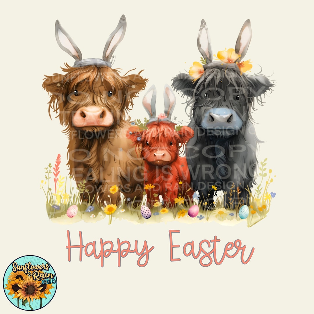 Watercolor Easter Cows PNG, Heifer Easter Day Png, Happy Easter Png ...