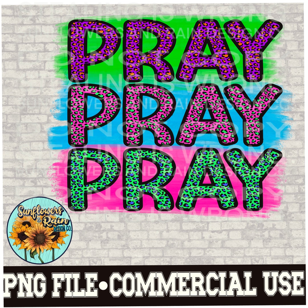 Pray Neon Bright Colors Leopard Print Png File for Sublimation - Etsy