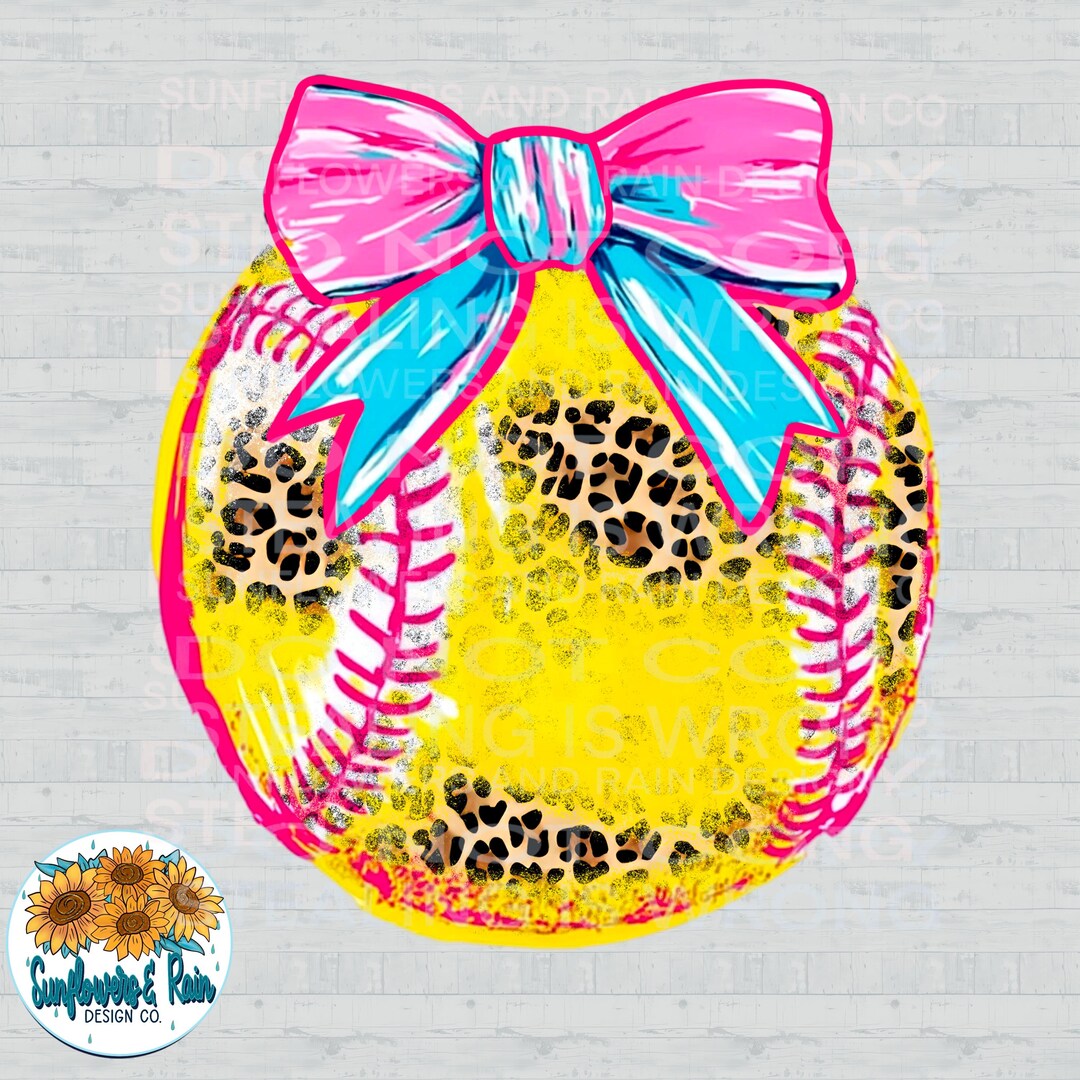 Softball Coquette Png, Brushstroke, Softball Png, Pink Png, Leopard ...