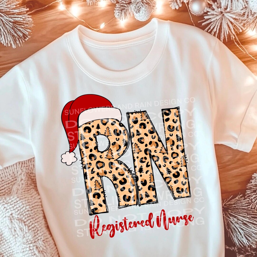 Christmas Nurse RN Leopard Print PNG, DTF Sublimation (digital Download ...