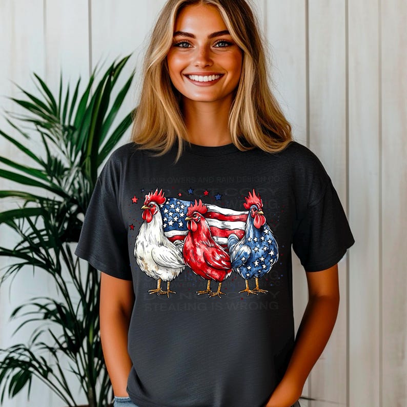 Patriotic Chicken PNG: 4th of July American Flag Design (digital ...