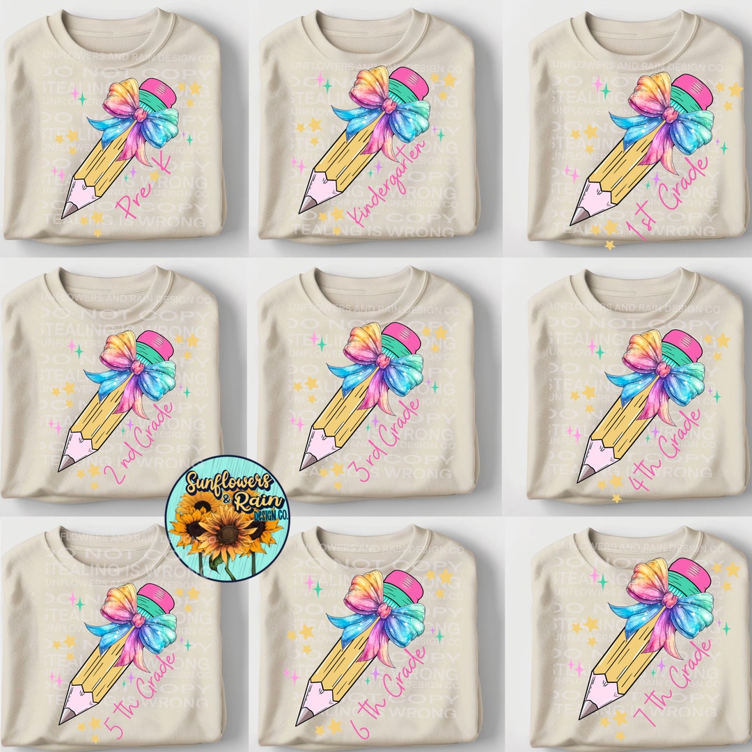 Pencil Bow Back to School Bundle , Coquette Bow Teacher Png, Back to ...