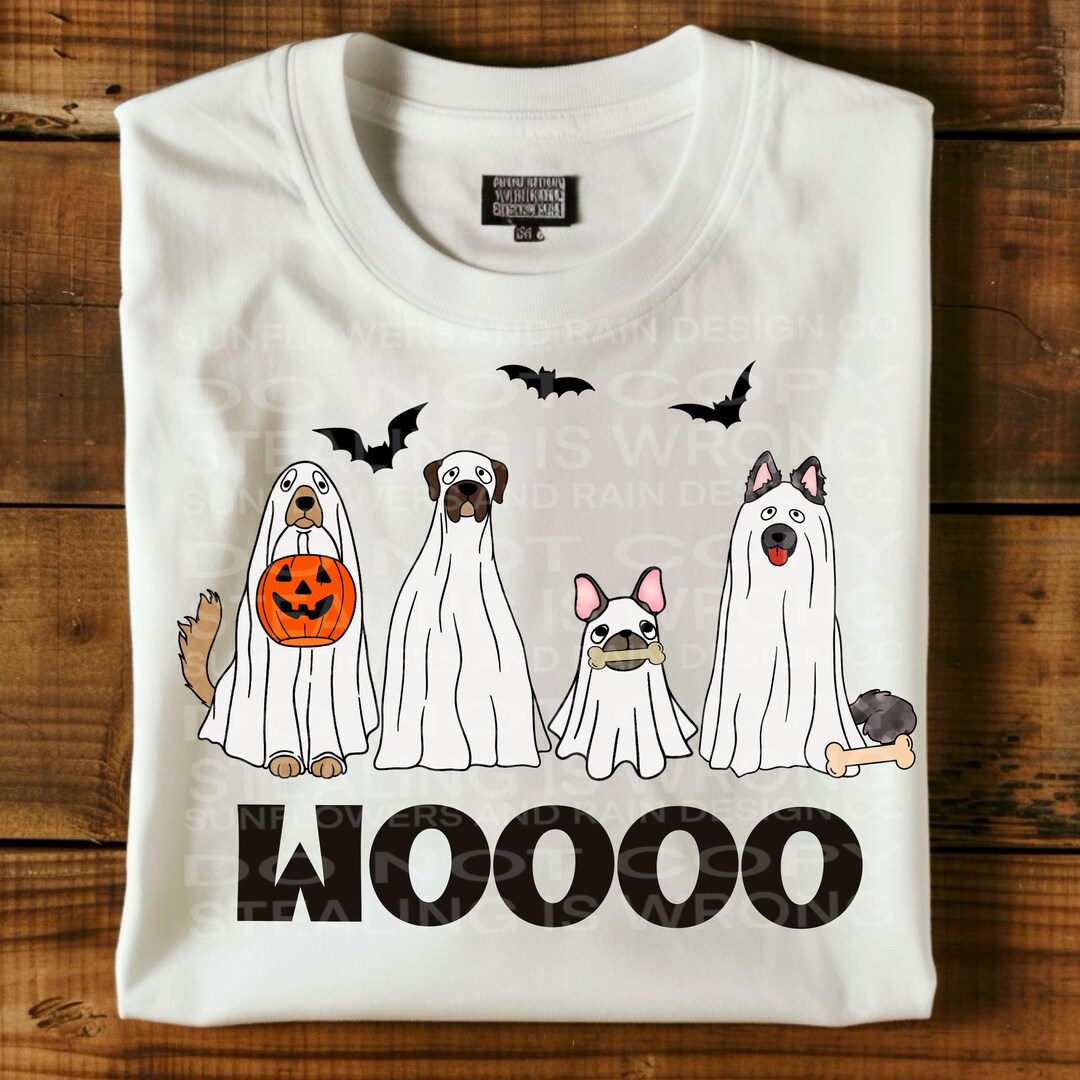 Woooo Ghost Dog Png File for Sublimation Shirts. Spooky Season Png ...