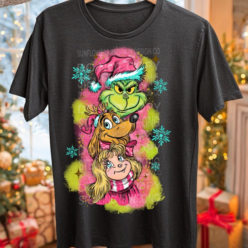 Preppy Christmas Grinchy, Max, Cindy Lou PNG File, Sublimation Design ...