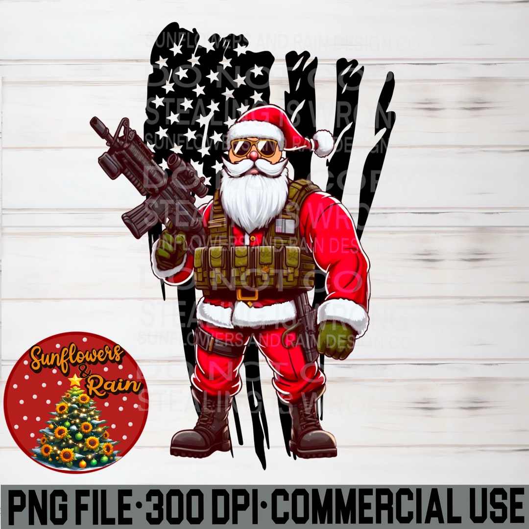 Military Santa PNG: Patriotic Christmas Sublimation Design (digital ...