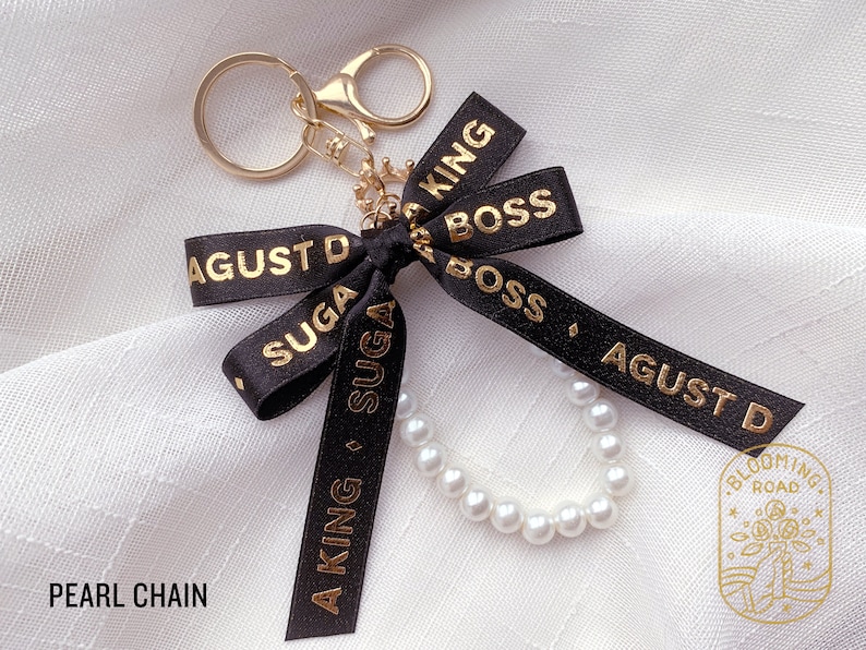 BTS SUGA AGUST D Ribbon Bow Keychain Pendant Light Stick Lanyard ...