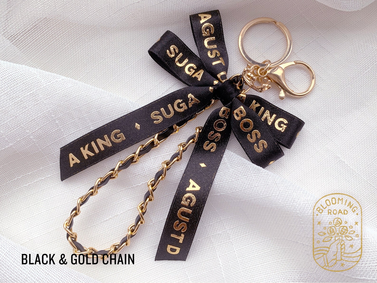 BTS SUGA AGUST D Ribbon Bow Keychain Pendant Light Stick Lanyard ...