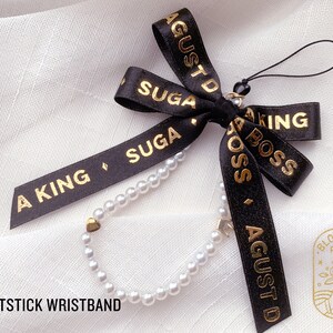 BTS SUGA AGUST D Ribbon Bow Keychain Pendant Light Stick Lanyard ...