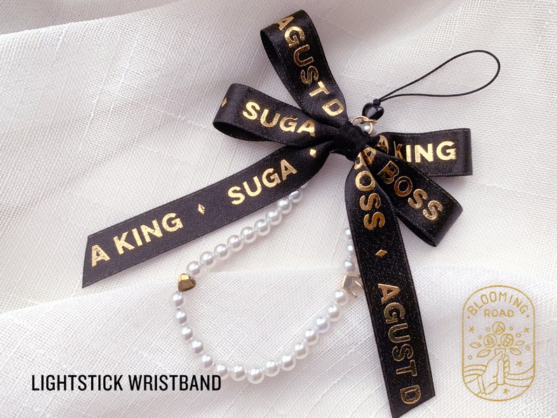 BTS SUGA AGUST D Ribbon Bow Keychain Pendant Light Stick Lanyard ...