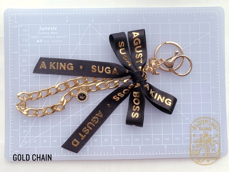 BTS SUGA AGUST D Ribbon Bow Keychain Pendant Light Stick Lanyard ...