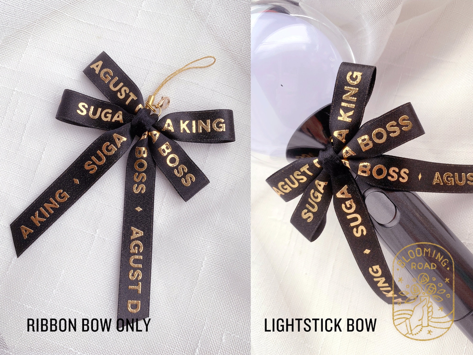 BTS SUGA AGUST D Ribbon Bow Keychain Pendant Light Stick Lanyard ...