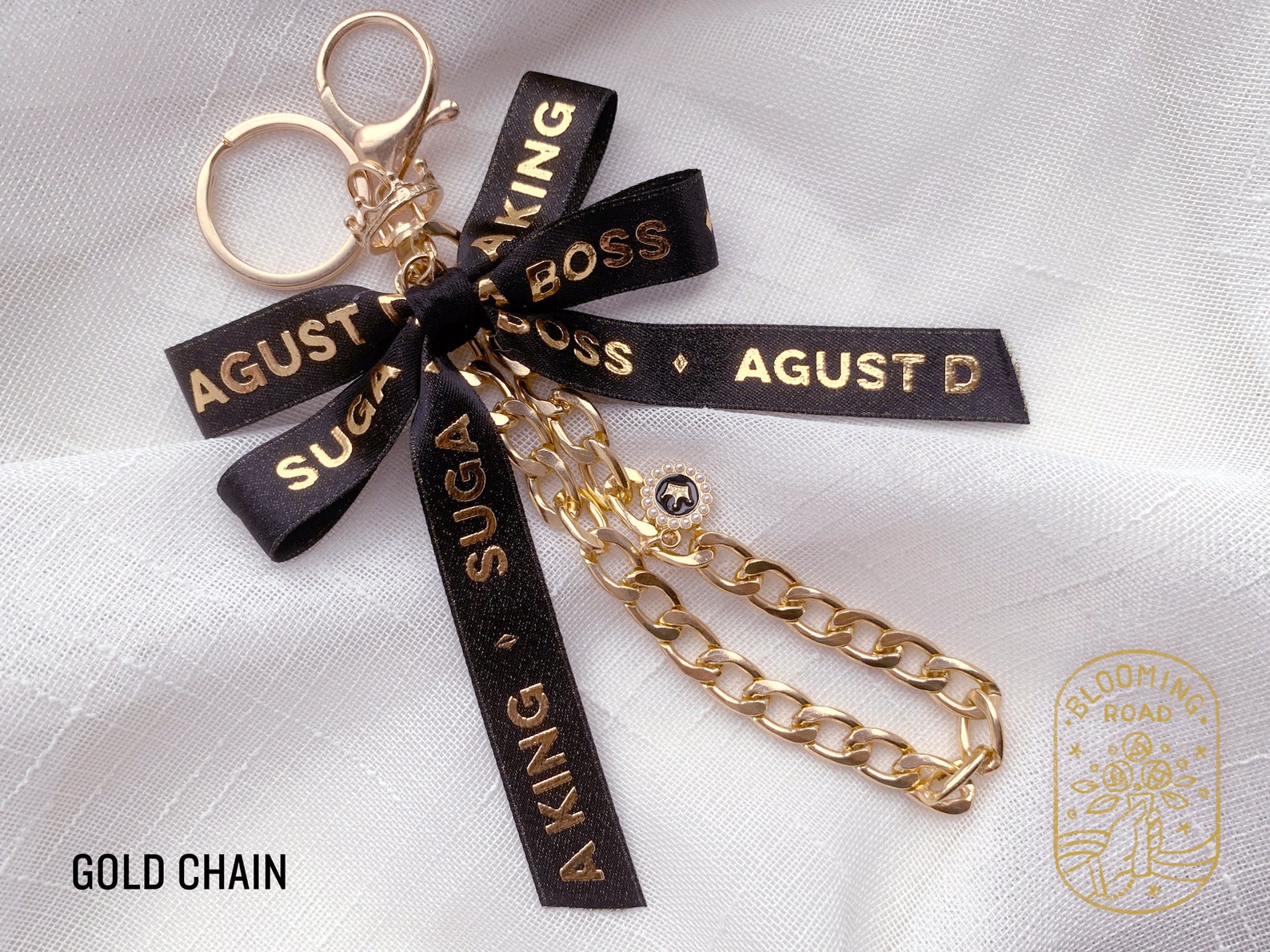 BTS SUGA AGUST D Ribbon Bow Keychain Pendant Light Stick Lanyard ...