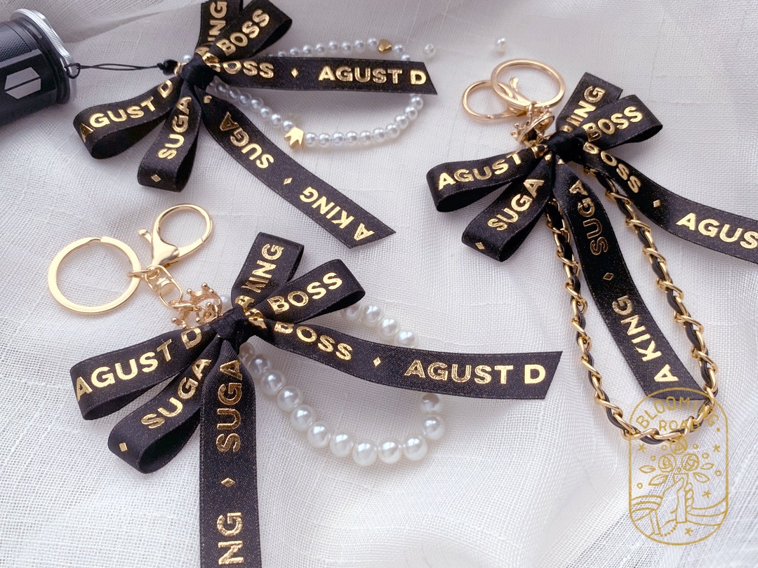 BTS SUGA AGUST D Ribbon Bow Keychain Pendant Light Stick - Etsy