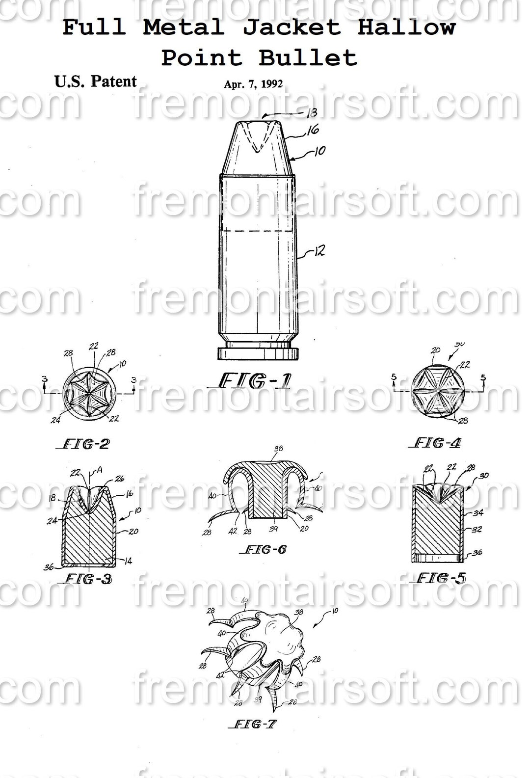 Hollow Point Bullet Patent Digital Art File Png and Svg Format - Etsy