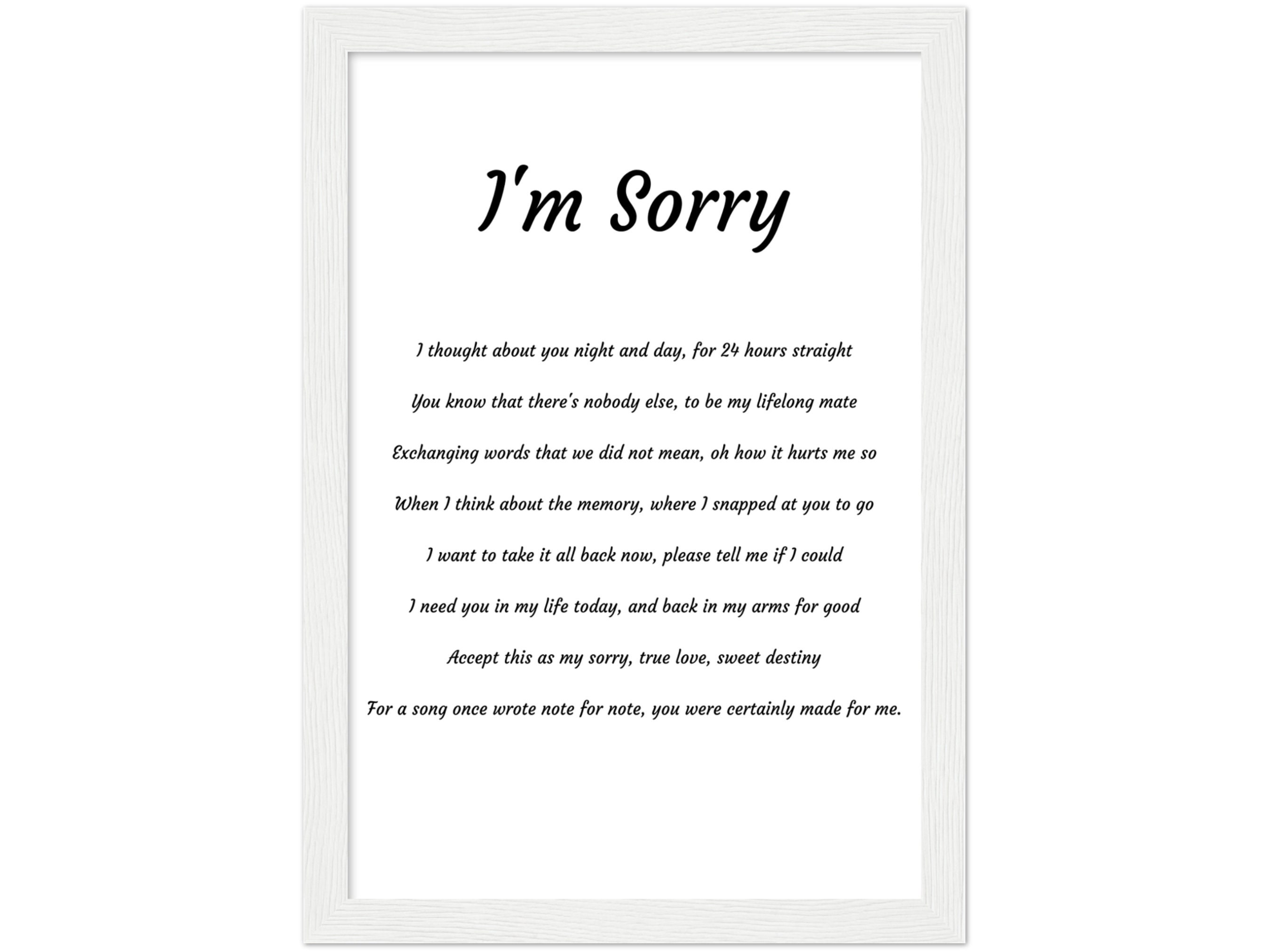 Original I'm Sorry Special Love Poem Art Gift A4 Size - Etsy