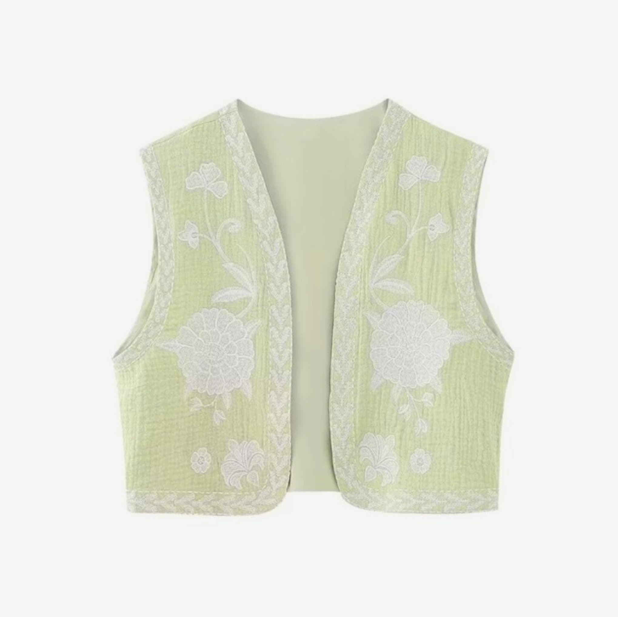 Summer Jacket Vintage Summer Floral Vest Embroidered Floral Print Vest ...