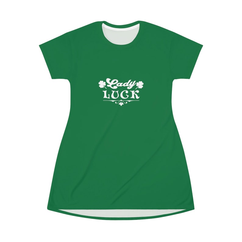 St Patrick's Day Lady Luck T-shirt Dress: Dark Green Polyester - Etsy