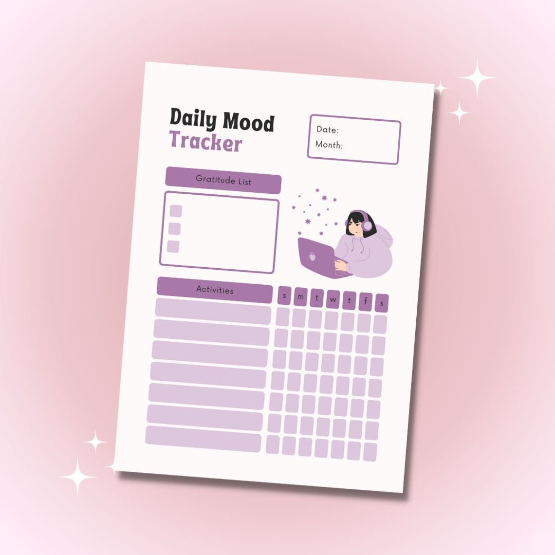 Daily Mood Tracker Mood Tracker Printable Mood Tracker Digital Mood ...
