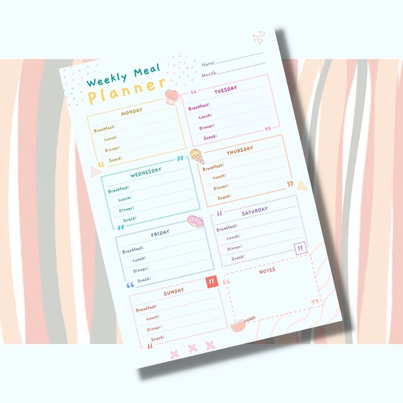 Weekly Meal Planner, Meal Planner, Meal Checklist, Daily Meal Planner ...