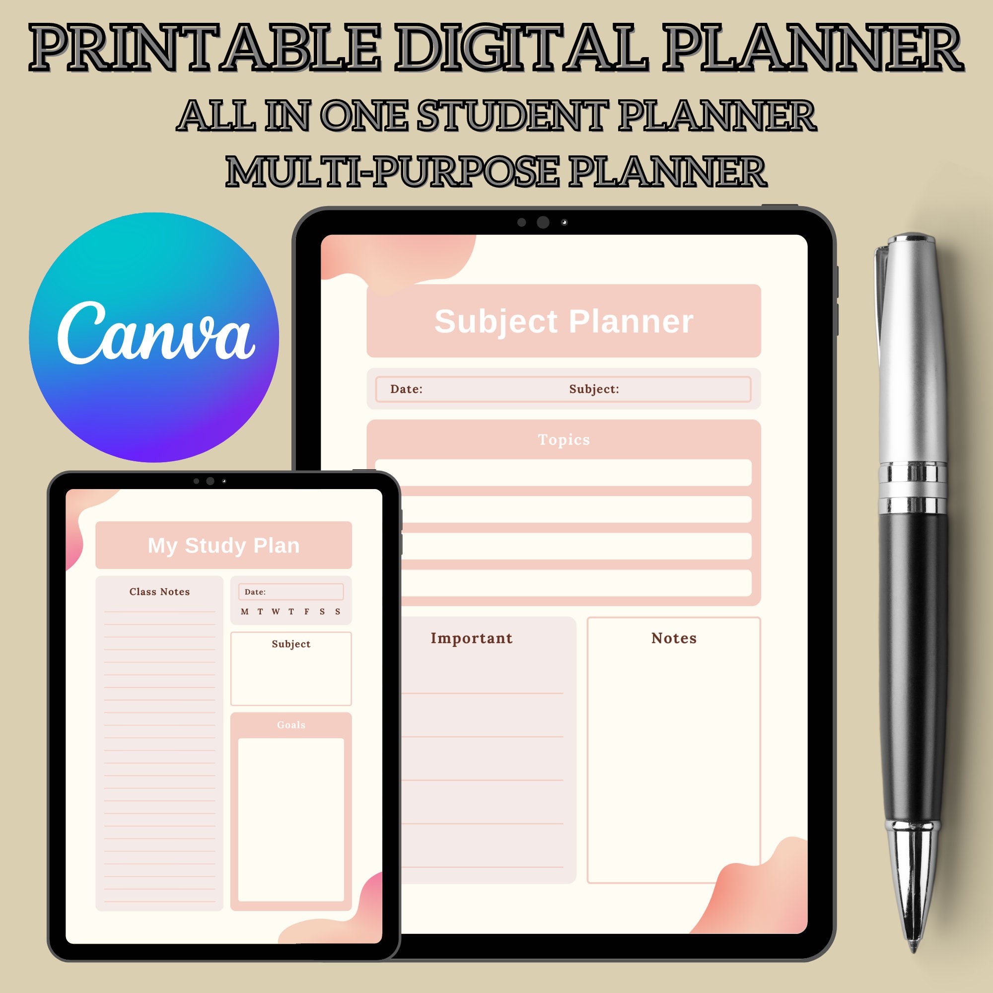 Student Planner | Editable Planner | Editable Student Template | Course ...
