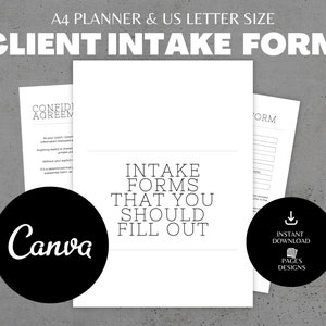 Clients Intake Form, Pre Season Forms, Complimentary Agreement, Canva ...