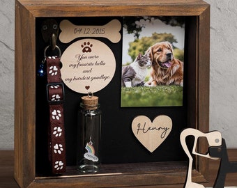 Pet Memorial Shadowbox for Pawprint, Pet Memorial Gift, Dog Memorial ...