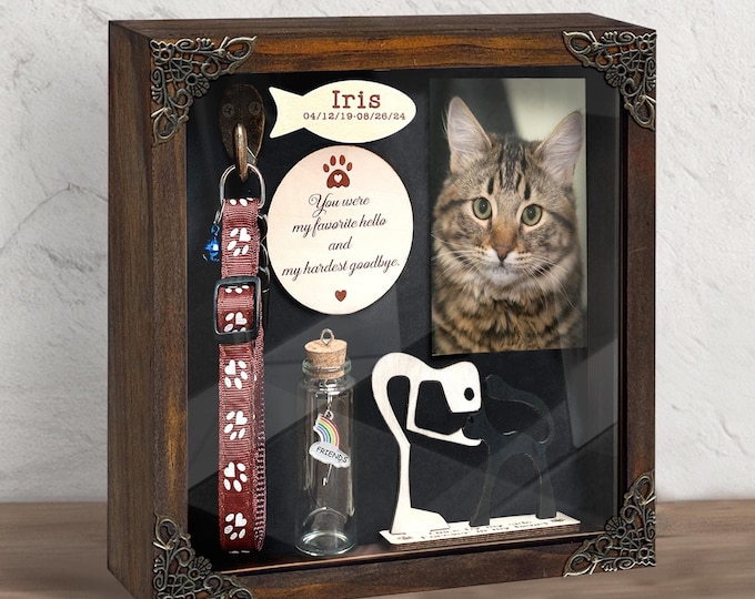 Wood Pet Memorial Shadow Box Personalized With Pet Name or Quote, Loss ...