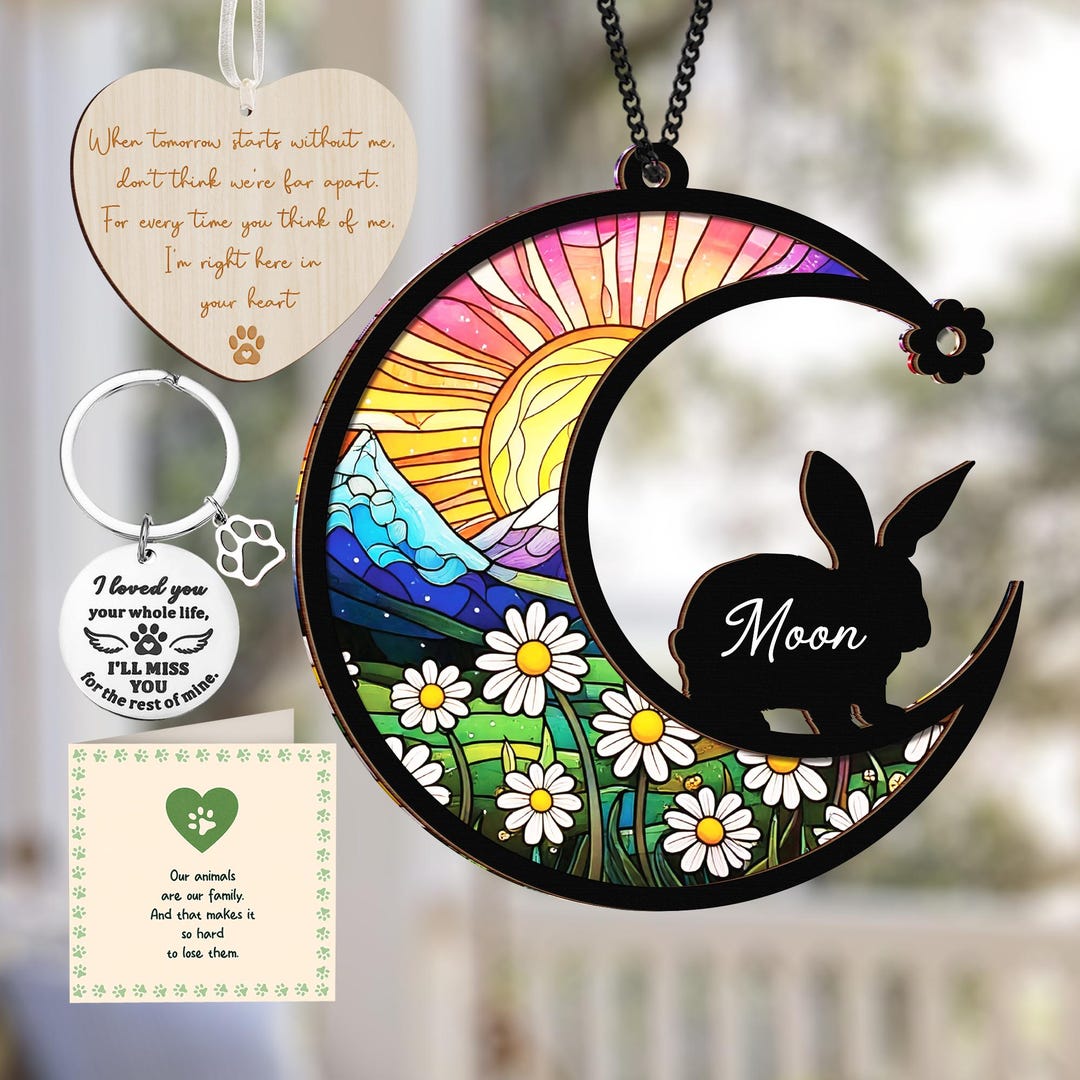 Rabbit Memorial Suncatcher, Loss of Rabbit Bunny Memorial Gift ...